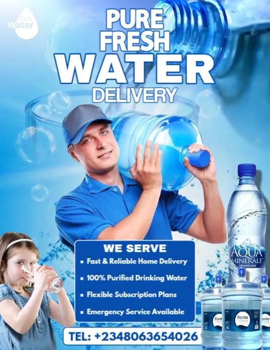 Blue Modern & Minimal Drink Water Ads Flyer (us Letter) Template ...