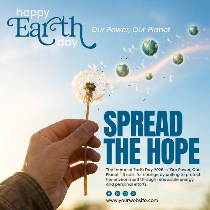 Blue Modern & Minimal Earth Day Square Template | PosterMyWall