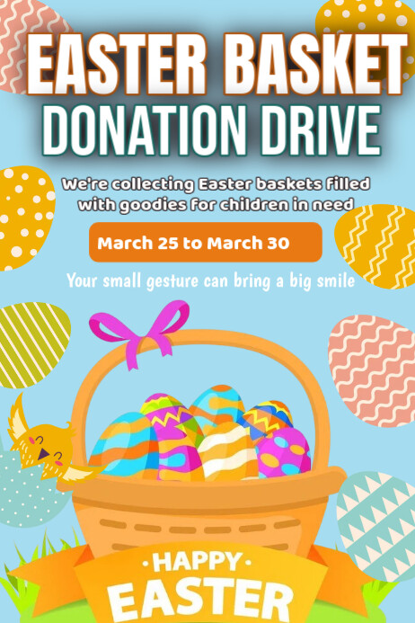 Blue Modern & Minimal Easter Basket Donation Drive Poster Template ...