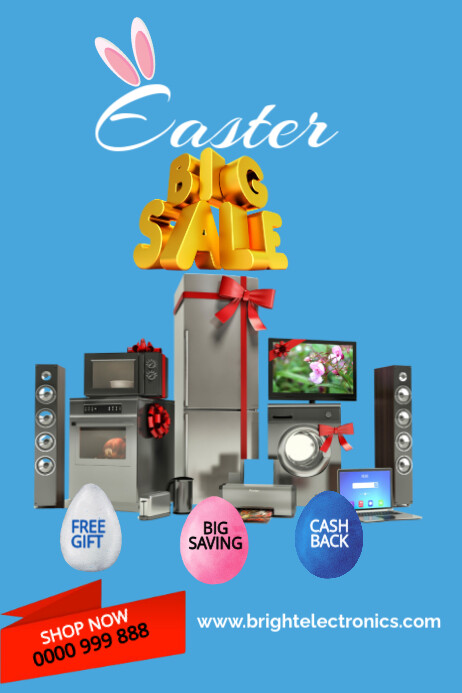 Blue Modern & Minimal Easter Big Poster Template | PosterMyWall
