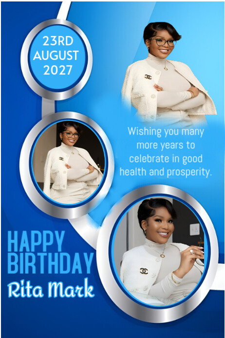 Blue Modern & Minimal Editable Birthday Post Poster Template | PosterMyWall