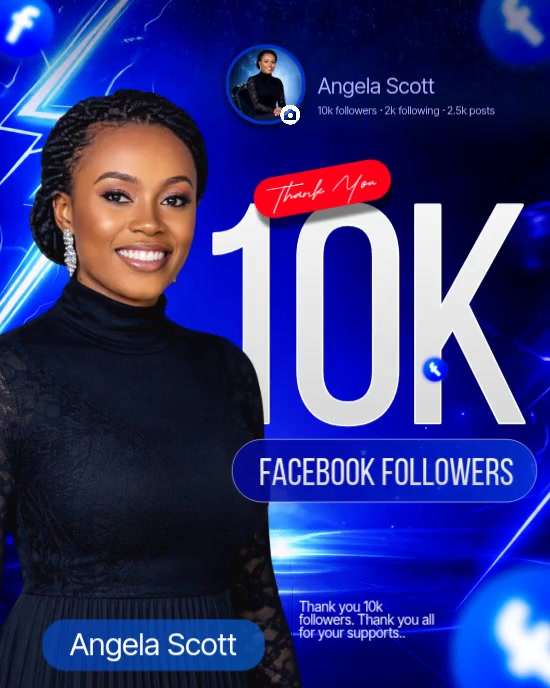 Plantilla de Blue Modern & Minimal Facebook Followers Appreciation ...