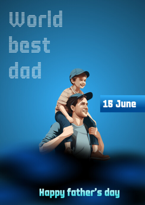 Blue Modern & Minimal Father And Child Bonding A4 Template | PosterMyWall