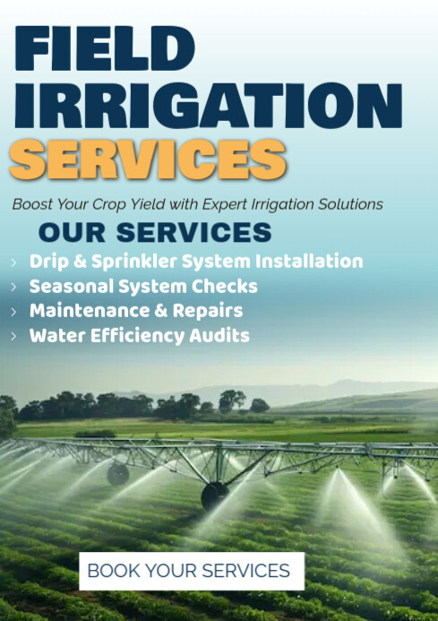 Copy of Blue Modern & Minimal Feild Irrigation Services A2 | PosterMyWall