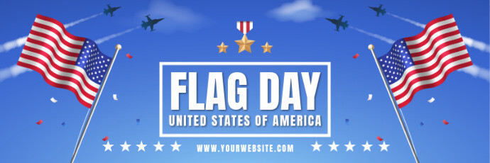 Blue Modern & Minimal Flag Day Tajuk Twitter Template | PosterMyWall