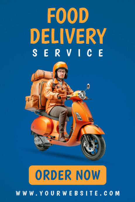 Blue Modern & Minimal Food Delivery Poster Template | PosterMyWall