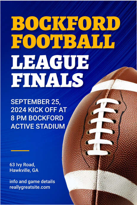 Copy of Blue Modern & Minimal Football League Finals | PosterMyWall