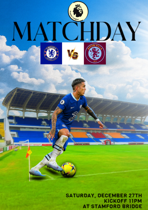 Plantilla de Blue Modern & Minimal Football Match Day Schedule A4 ...