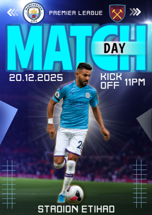 Copy of Blue Modern & Minimal Football Match Day Schedule A4 | PosterMyWall