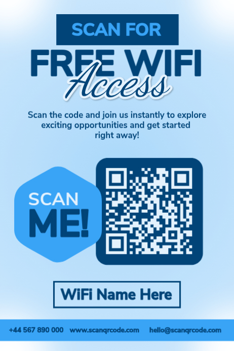 Blue Modern & Minimal Free WiFi Access Poster Template | PosterMyWall