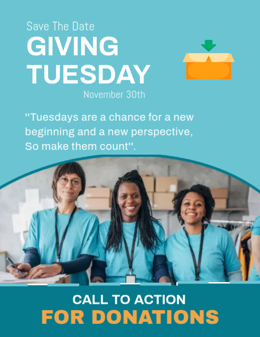 Blue Modern & Minimal Giving Tuesday Flyer (us Letter) Template ...