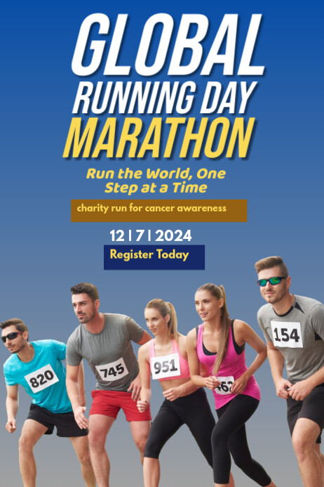 Copy of Blue Modern & Minimal Global Running Marathon Poster | PosterMyWall