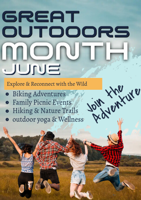 Blue Modern & Minimal Great Outdoors Month A2 Template | PosterMyWall