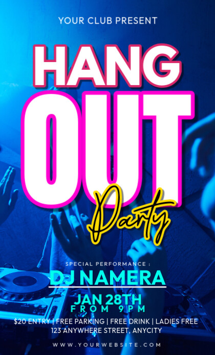 Blue Modern & Minimal Hangout Party Legal As Template | PosterMyWall