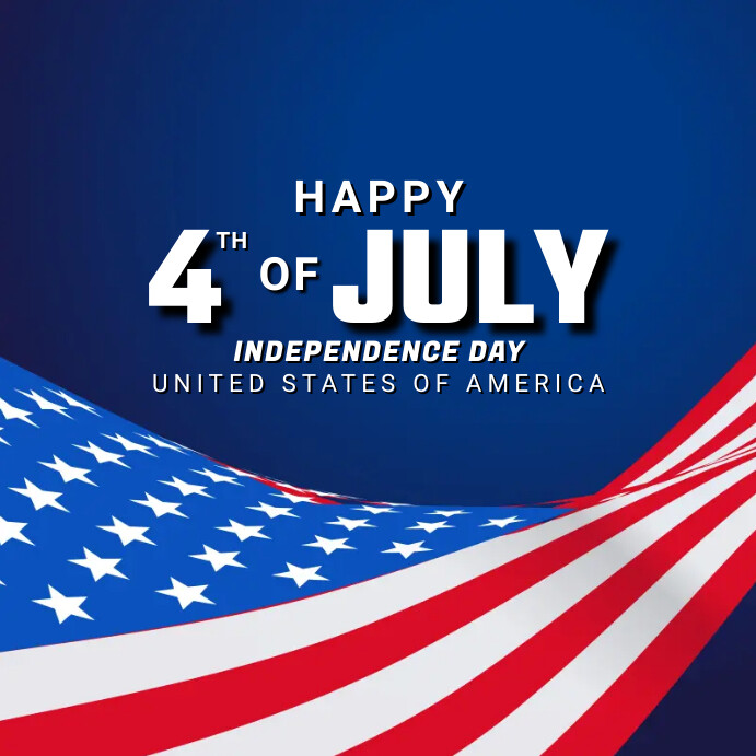 Blue Modern & Minimal Happy 4th Of July Insta Template | PosterMyWall