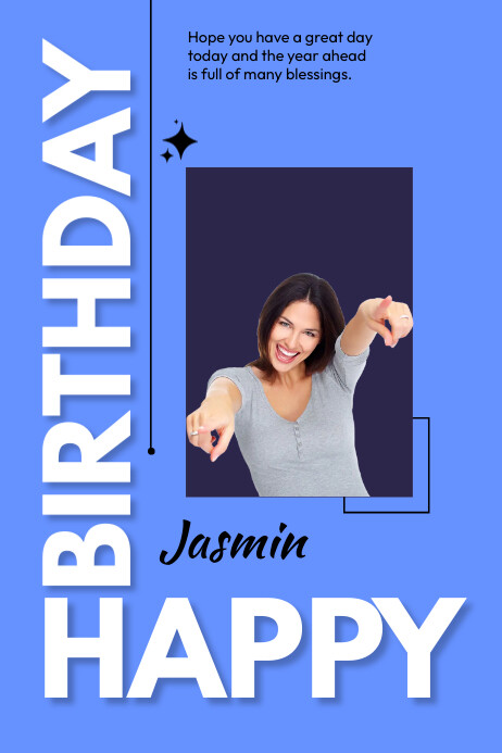 Blue Modern & Minimal Happy Birthday Flyer P Template | PosterMyWall