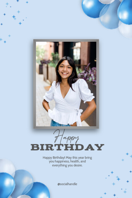 Copy of Blue Modern & Minimal Happy Birthday Poster | PosterMyWall