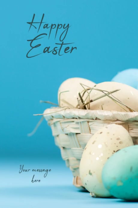 Blue Modern & Minimal Happy Easter Greetings Poster Template | PosterMyWall