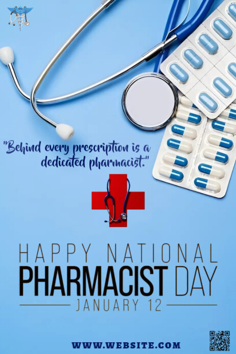 Copy of Blue Modern & Minimal Happy National Pharmacist Day Poster ...