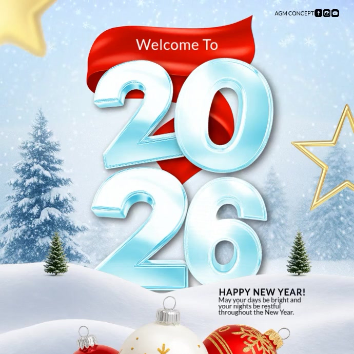 Blue Modern & Minimal Happy New Year 2026 Template Instagram Post ...