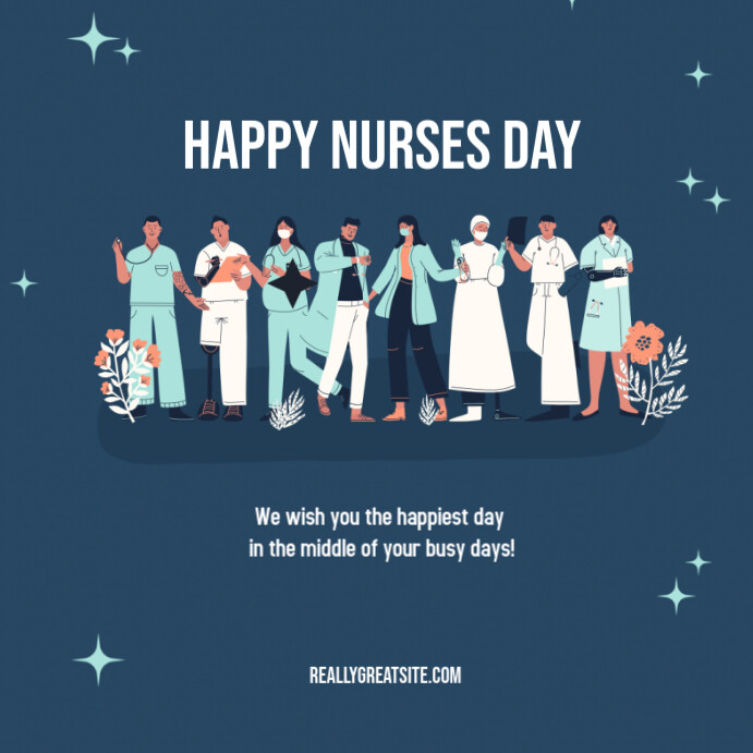 Blue Modern & Minimal Happy Nurse Day Instagram Post Template | PosterMyWall
