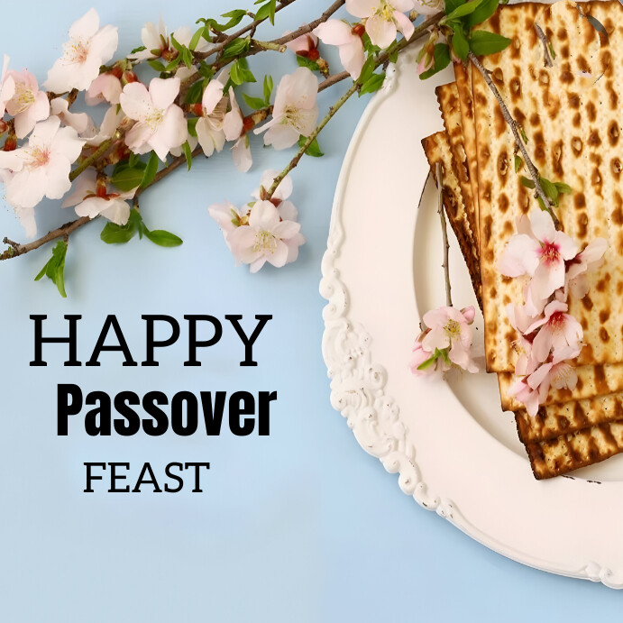 Blue Modern & Minimal Happy Passover Feast S Template | PosterMyWall