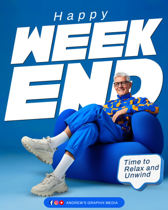 Copy of Blue Modern & Minimal Happy Weekend Template Instagram Portrait ...