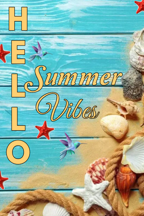 Blue Modern & Minimal Hello Summer Poster Template | PosterMyWall