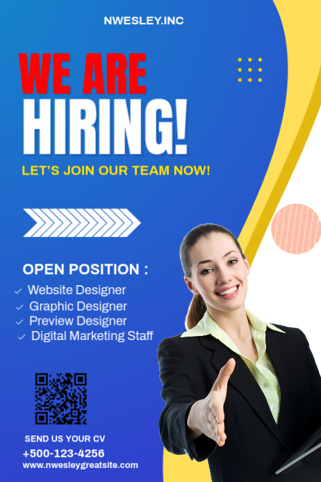 Copy of Blue Modern & Minimal Hiring Poster | PosterMyWall