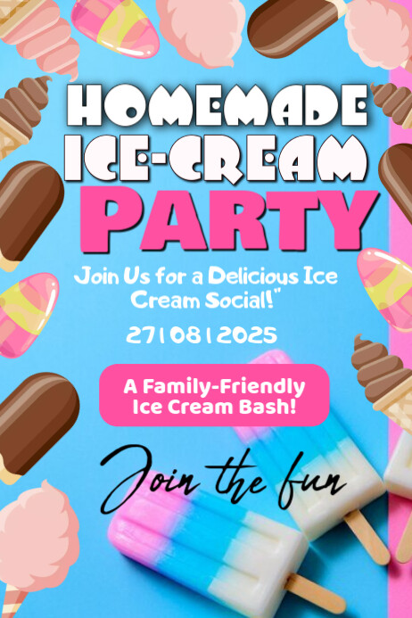 Blue Modern & Minimal Homemade Ice Cream Party Poster Template ...
