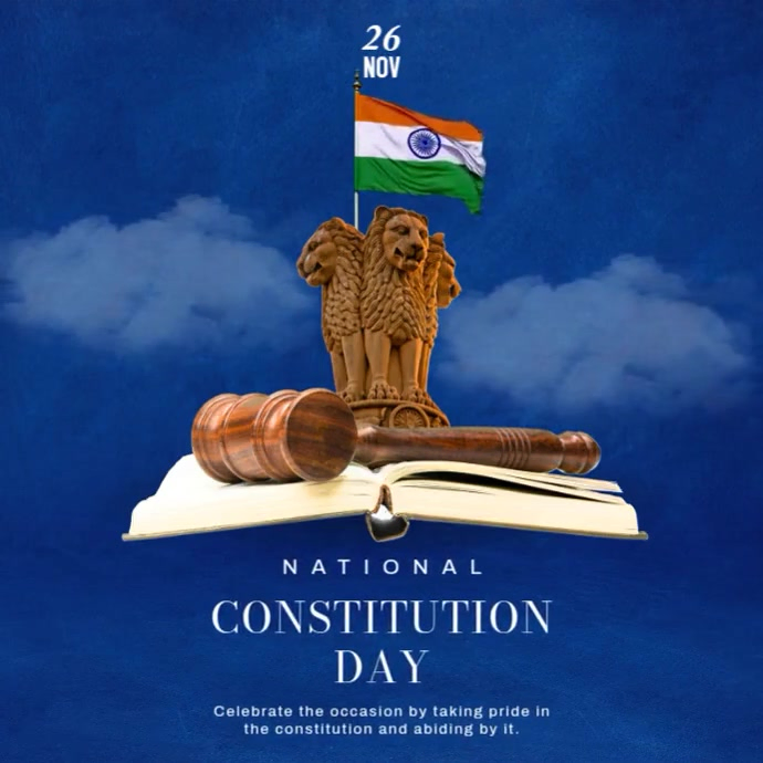 Blue Modern & Minimal Inidan National Constitution Day Celebration ...