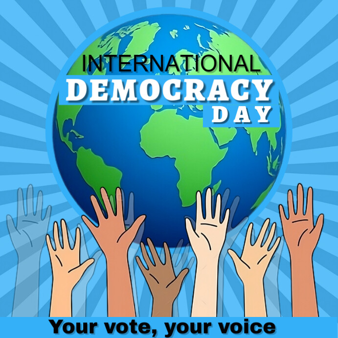 Blue Modern & Minimal International Democracy Template | PosterMyWall
