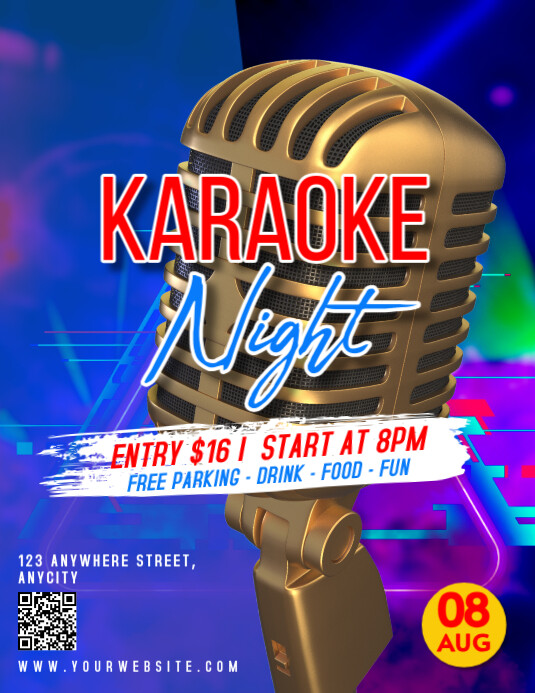 Blue Modern & Minimal Karaoke Night Pamflet (letter As) Template ...