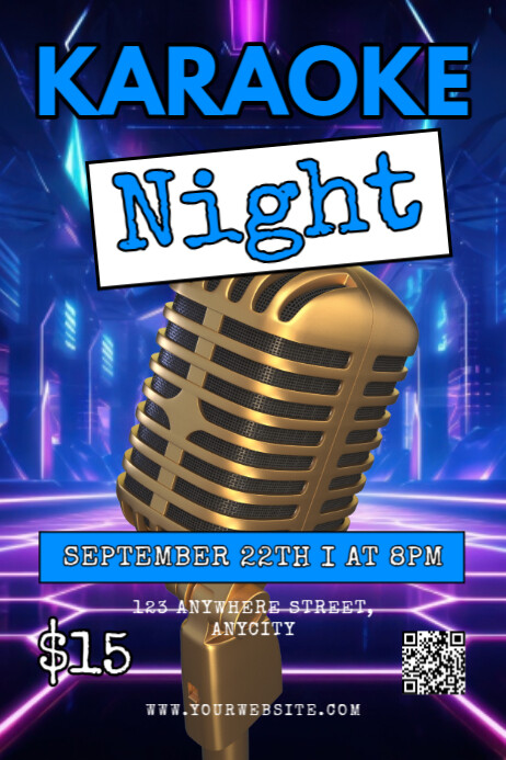 Blue Modern & Minimal Karaoke Night Poster Template | PosterMyWall