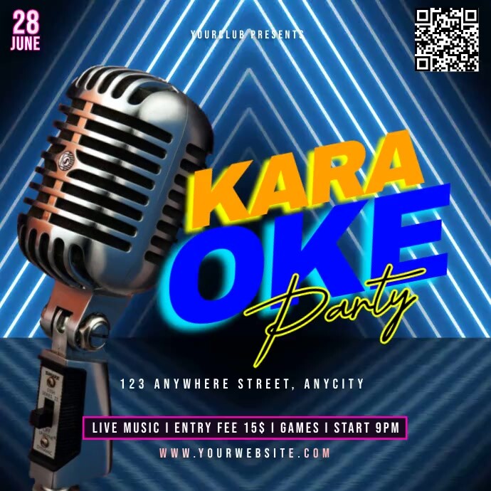 Plantilla de Blue Modern & Minimal Karaoke Party Pos Insta | PosterMyWall