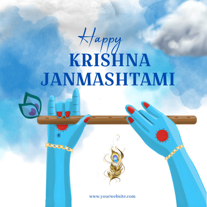 Copy of Blue Modern & Minimal Krishna Janmashtami Cel | PosterMyWall
