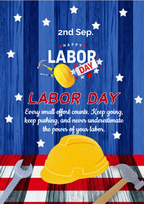 Blue Modern & Minimal Labor Day A4 Template | PosterMyWall