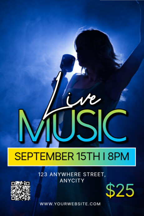 Blue Modern & Minimal Live Music Poster Template | PosterMyWall