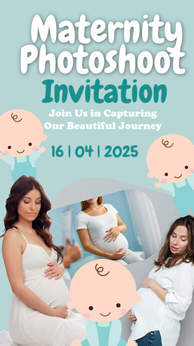 Blue Modern & Minimal Maternity Photoshoot Invitation Instagram Story ...