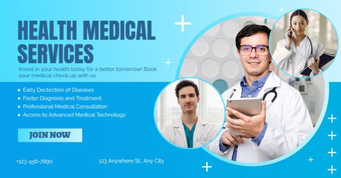 Blue Modern & Minimal Medical Service Facebook Ad Facebook Ad Template ...
