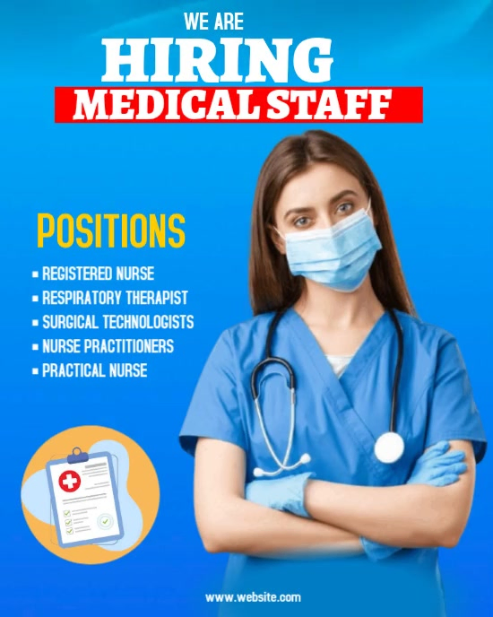 Blue Modern & Minimal Medical Staff Hiring Flyer - Instagram Portrait ...