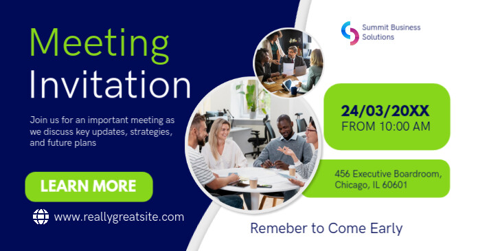 Copy of Blue Modern & Minimal Meeting Invitation Facebook Shared Image ...