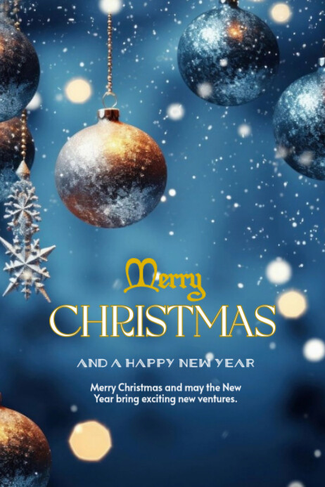 Blue Modern & Minimal Merry Christmas Poster Template | PosterMyWall