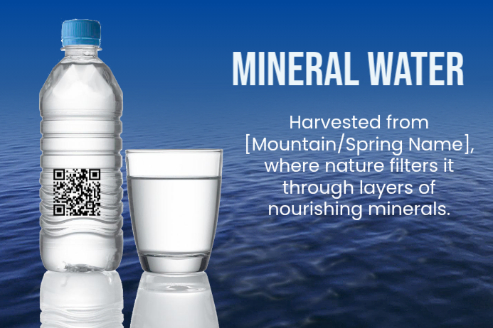 Plantilla de Blue Modern & Minimal Mineral Water Label Label | PosterMyWall
