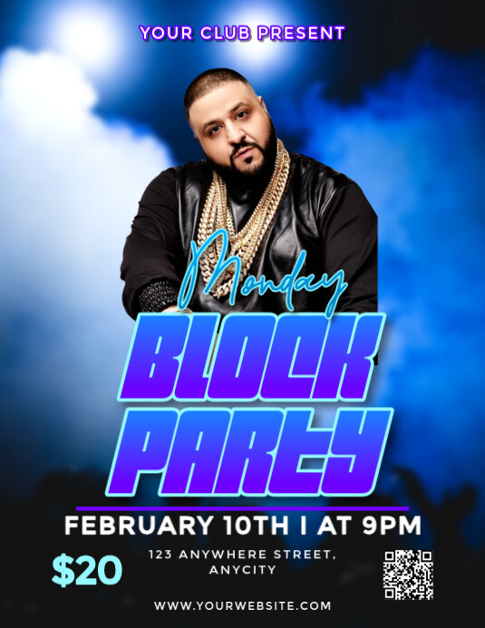 Blue Modern & Minimal Monday Block Party Pamflet (letter As) Template ...