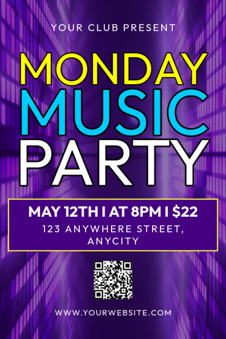 Copy of Blue Modern & Minimal Monday Music Party Poster | PosterMyWall
