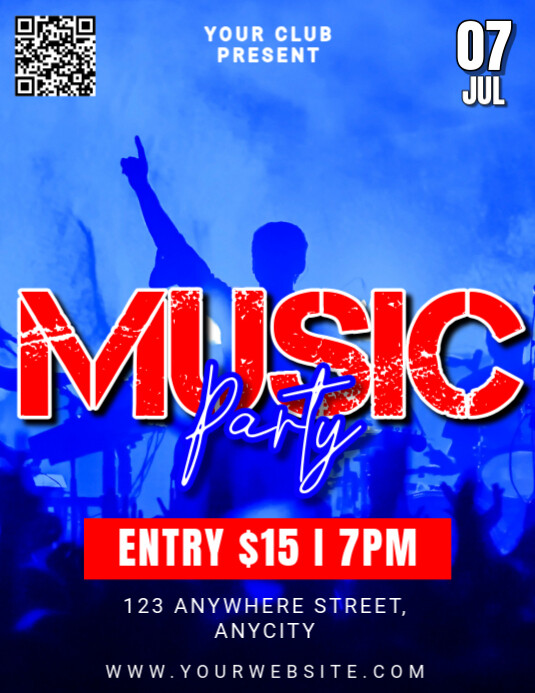 Blue Modern & Minimal Music Party Pamflet (letter As) Template ...