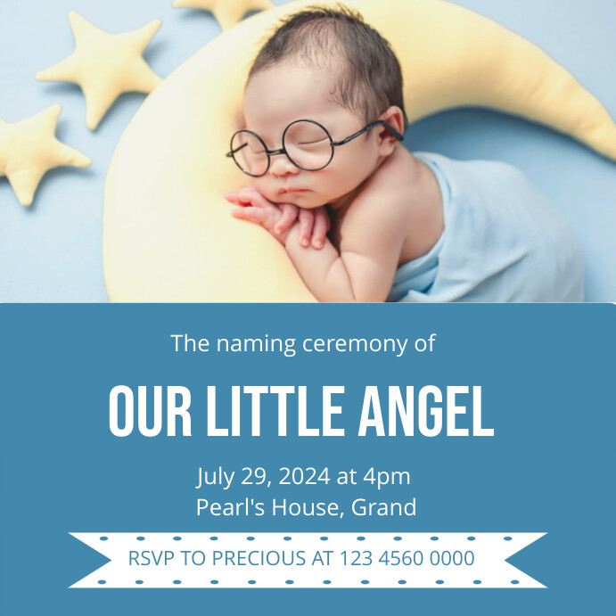 Blue Modern & Minimal Naming Ceremony And Bab Template | PosterMyWall