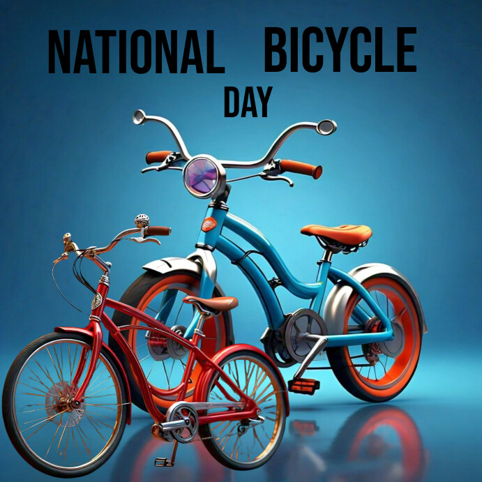 Blue Modern & Minimal National Bicycle Day I Template | PosterMyWall