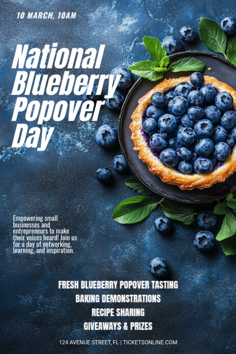 Plantilla de Blue Modern & Minimal National Blueberry Popover Day ...